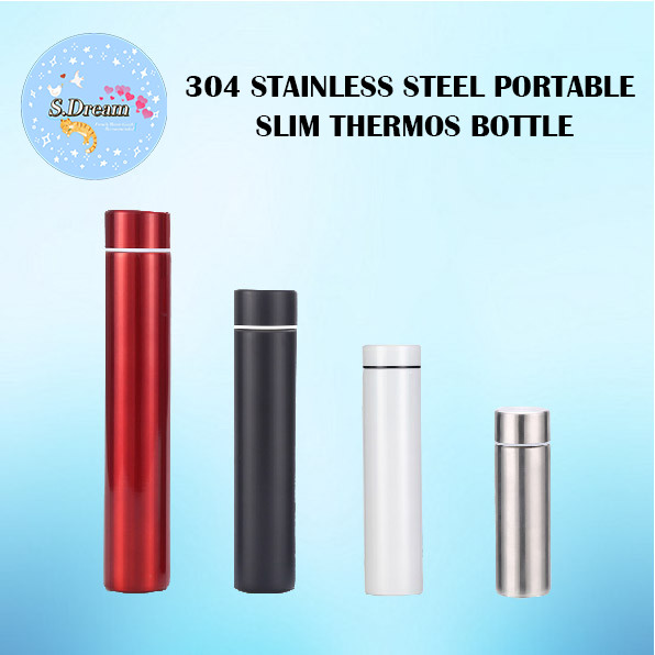 S.D 304 Stainless Steel Portable Pocket Vacuum Flask Slim Style Water ...