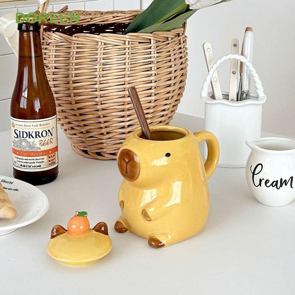 DOREEN Ceramic Cup, Cute 3D Shape Capybara Mug, Funny Animal Yellow ...