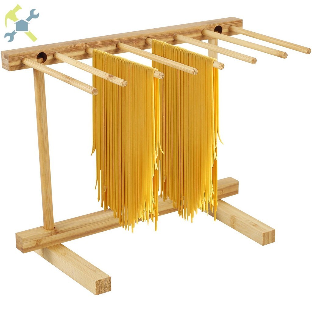 Pasta Drying Rack with 8 Bars Wooden Noodle Drying Rack Detachable ...