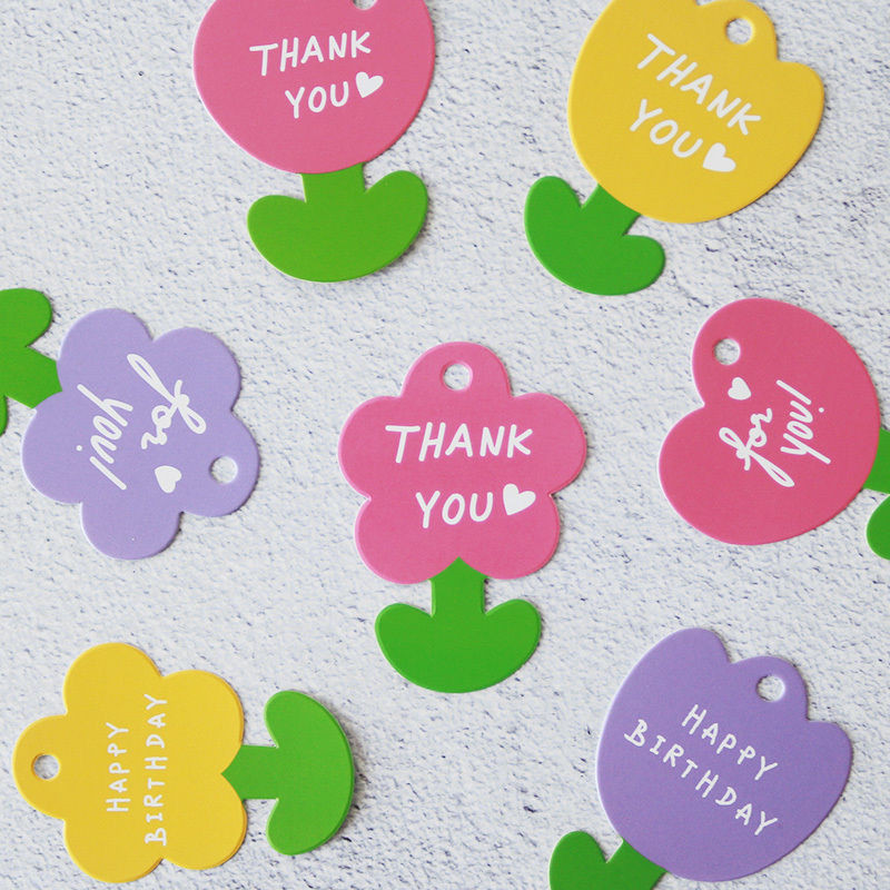 50pcs/30pcs flower shaped thank-you label thank-you card label | Shopee ...