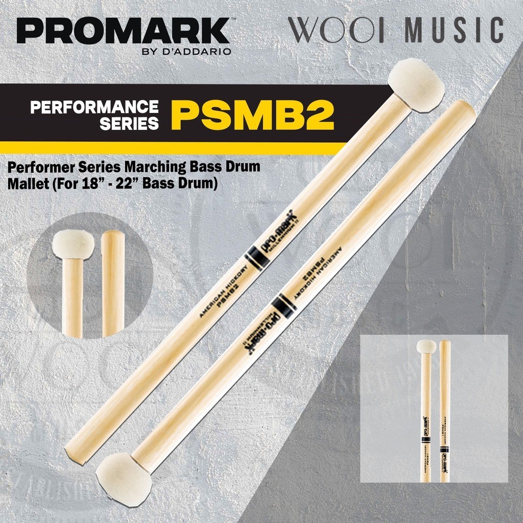 ProMark PSMB2 Performer Series Marching Bass Drum Mallet (For 18” - 22 ...
