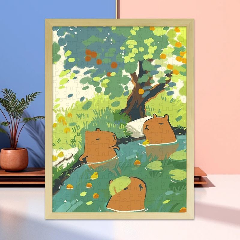 Capibara Decompression Cartoon Cute capybara Wooden capybara Toy Photo ...