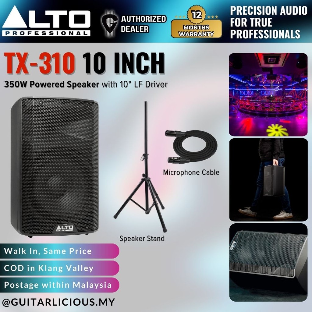 ALTO TX310 350W 10 inch Powered Speaker with Stand and Cable ( TX-310 ...