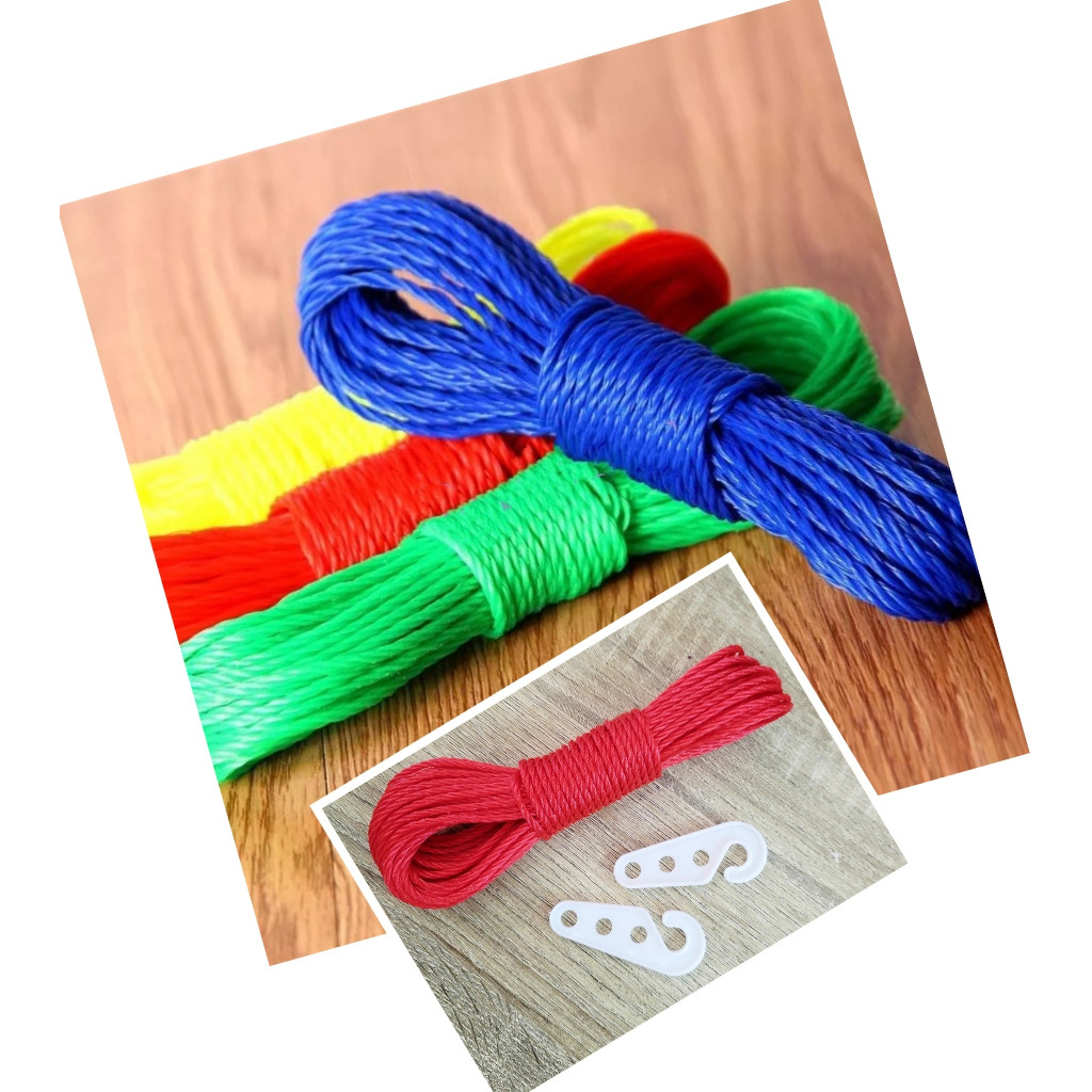 Laundry Rope for Drying 10 Meter with hanging clip Anti Slip Tali Sidai ...