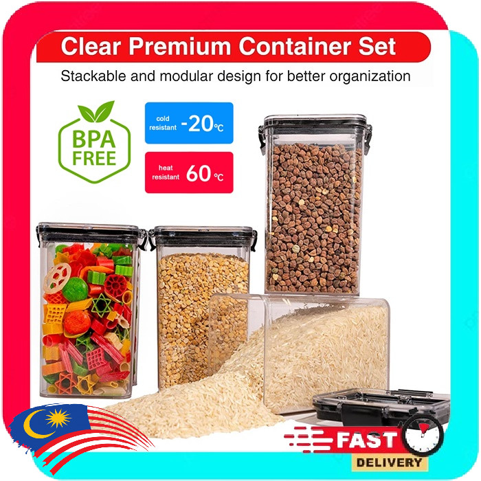 (READY STOCK) Food Storage Container Plastic Kitchen Refrigerator ...