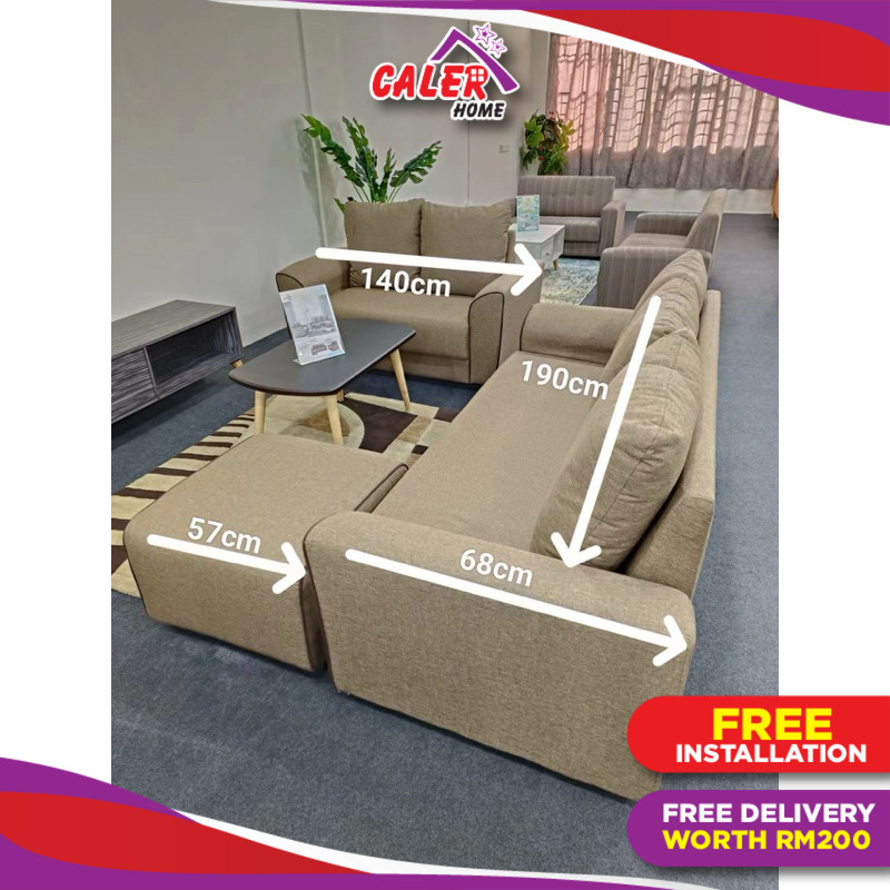 [100% Perhantaran] Caler Home Lario 2+3 Seater + Stool + CT Living Sofa ...