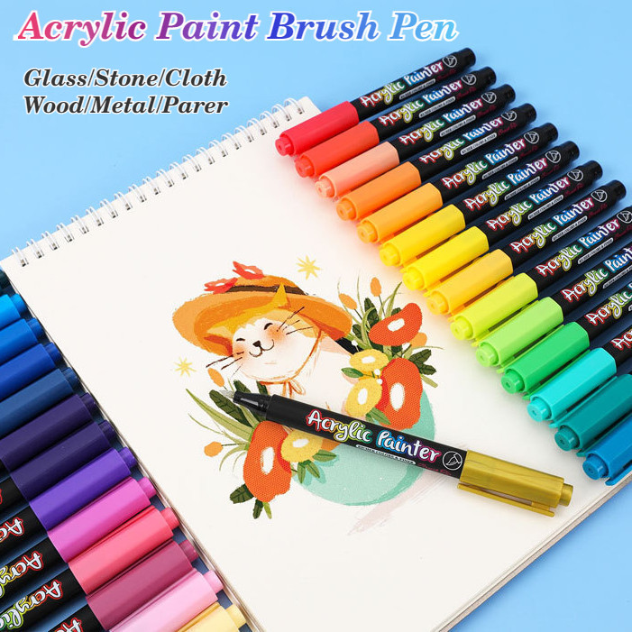 1PC Acrylic Paint Brush pen Art Marker Soft Tip Pen for Ceramic Rock ...