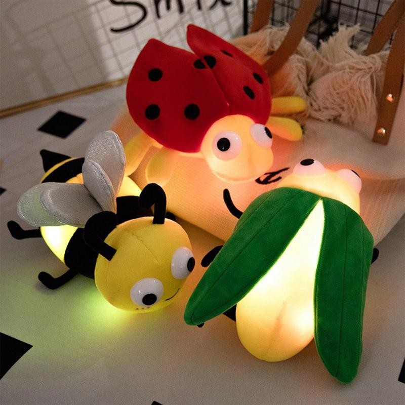 20CM Glowing Insect Plush Doll Cute Luminous Ladybug Firefly Bee ...
