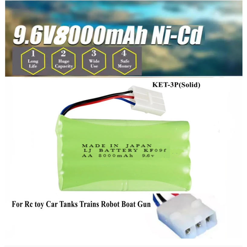 Super Powerful Control Car Battery 9.6V Vtec Brand AA 8000mah 3-plug ...