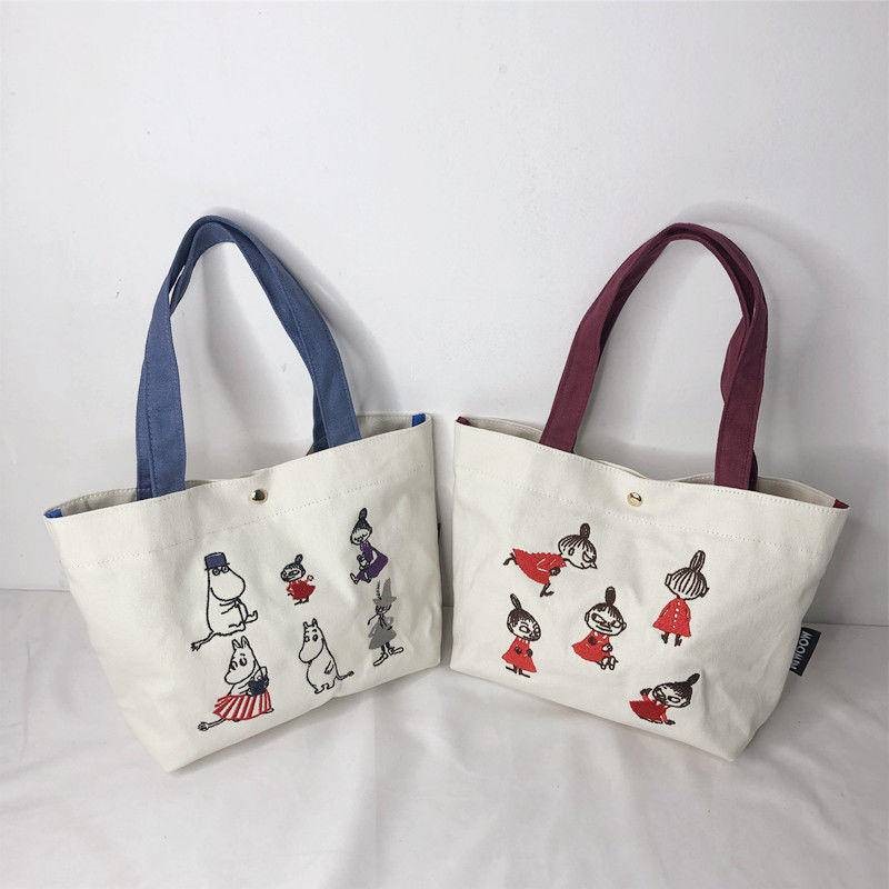 Moomin Yamei Canvas Handbag Cute Cartoon Embroidered Tote Bag Student ...