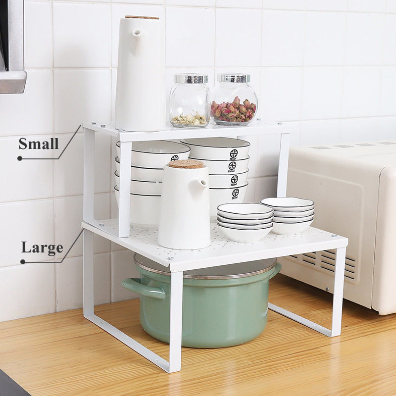 Stackable Kitchen Cabinet Shelf Counter Organizer Pantry Storage Rack ...