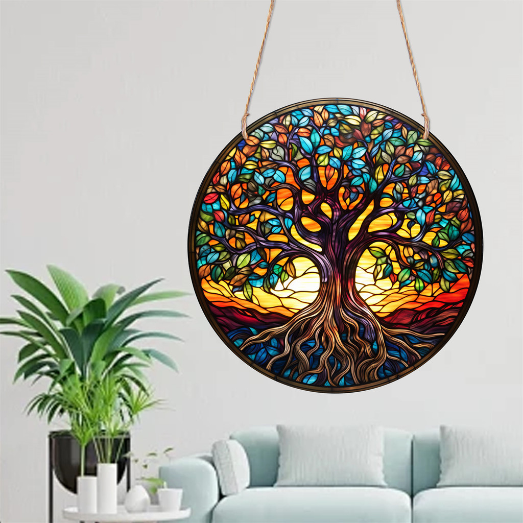 1pc Rustic Wooden Life Of Tree Sign Home Door Decor Round Courtyard ...