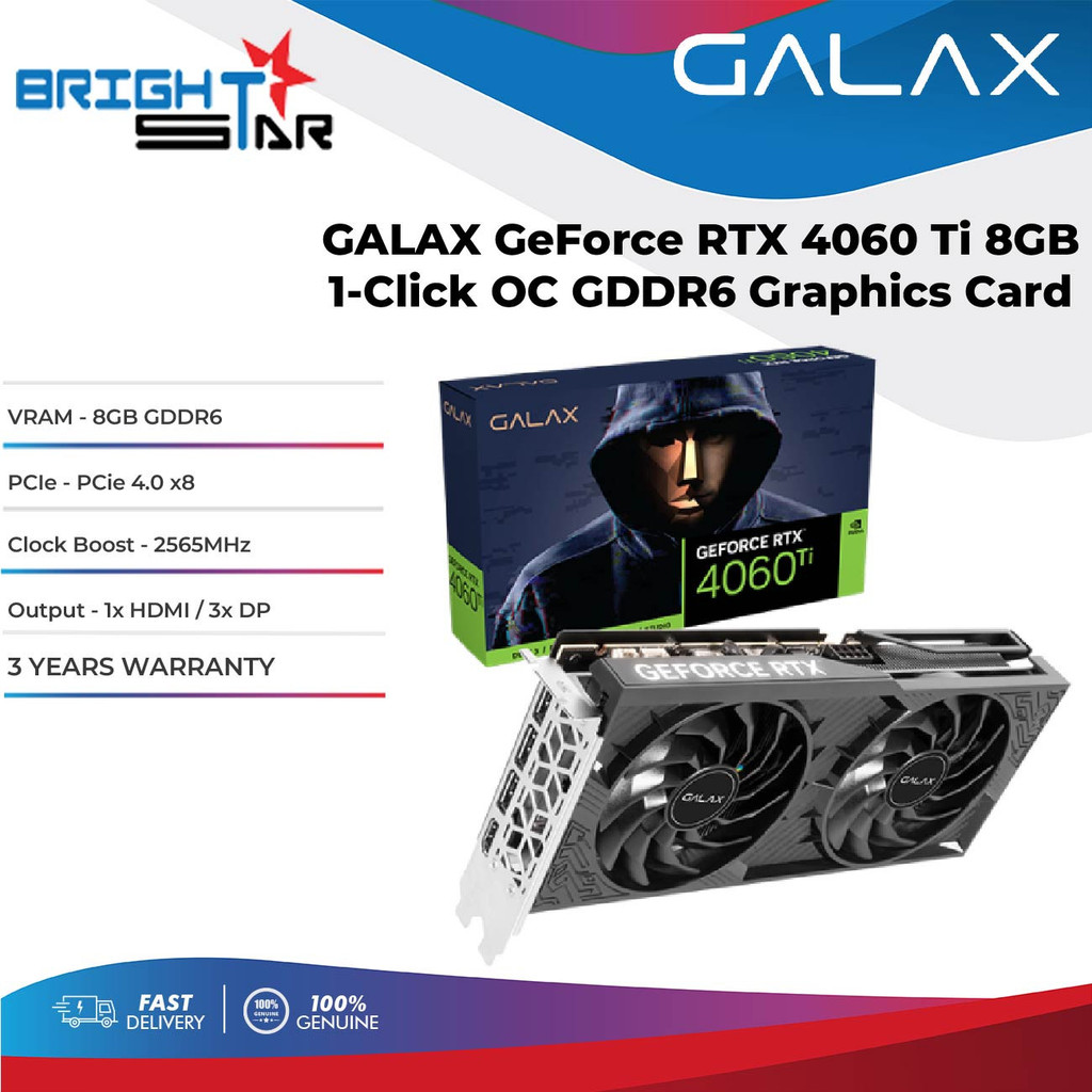 GALAX GeForce RTX 4060 Ti 8GB 1-Click OC GDDR6 Graphics Card | Shopee ...