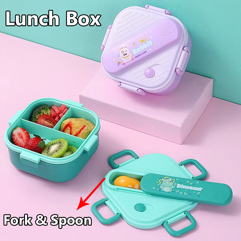 3 Grids Lunch Box for Children Students Sandwich Fruit Food Storage ...