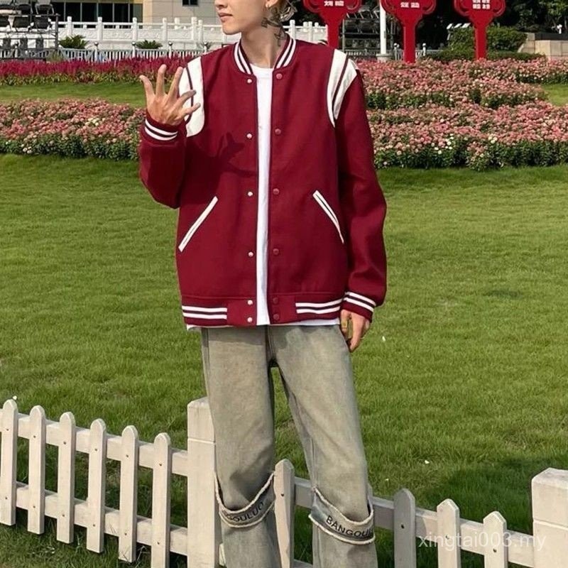 High Street American Baseball Jacket Men's Fashion Brand Student ...