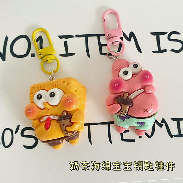 crochet keychain keychain mathcing Baru SpongeBob SquarePants Pi Rantai ...