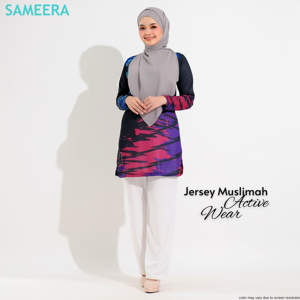 Sameera Jersey Muslimah Active Wear Black | Shopee Malaysia