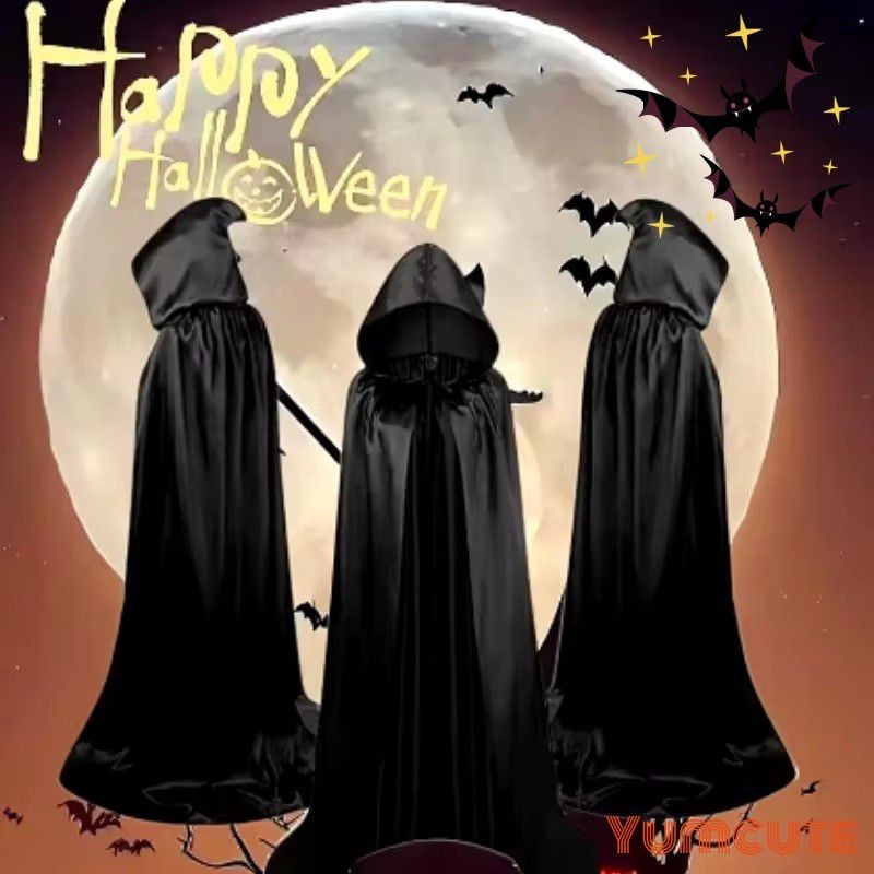 Halloween Role Play Costume Props Grim Reaper Big Cloak Black Grim ...