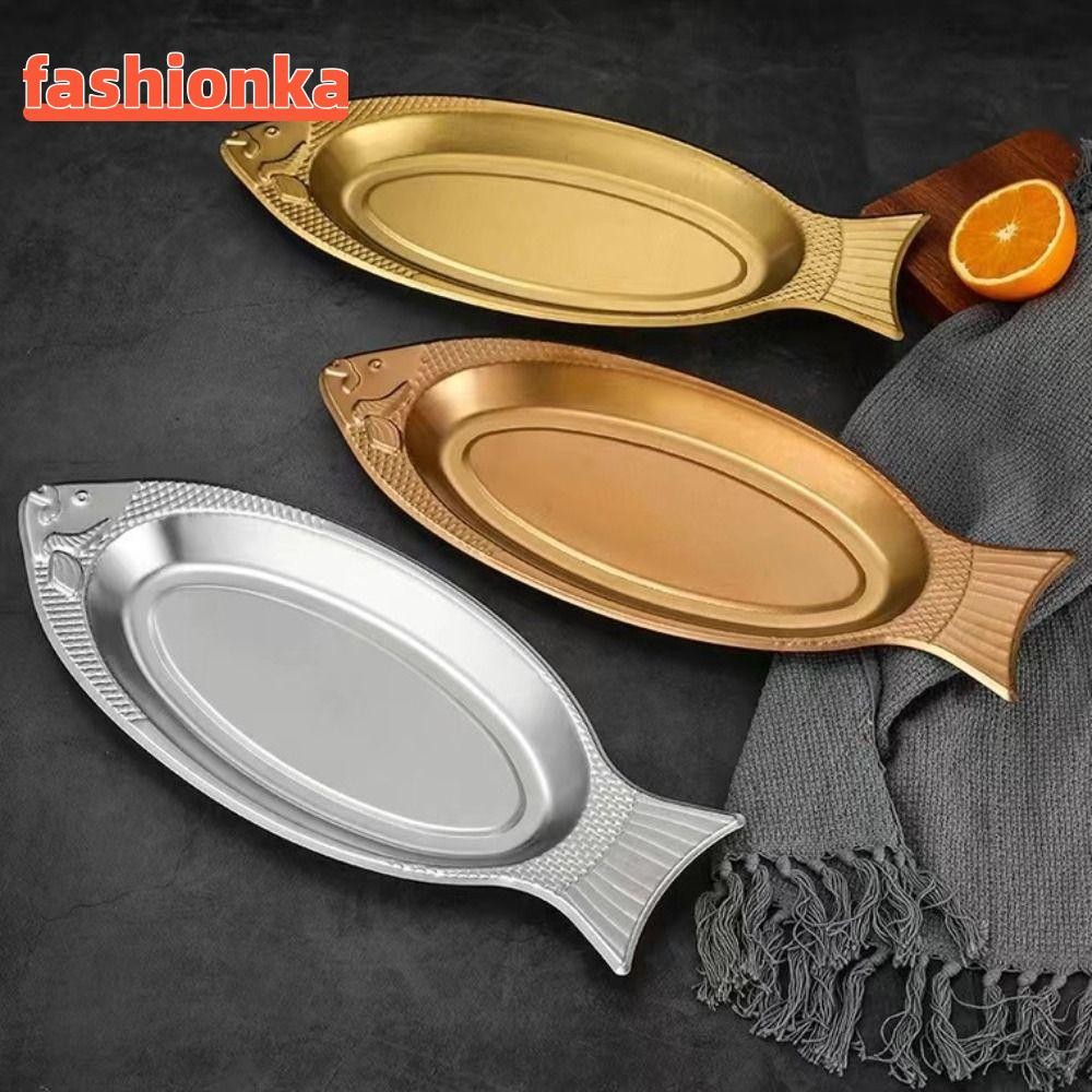 FASHIONKA Barbecue Plate, Stainless Steel Snack Dessert Dish Steamed ...