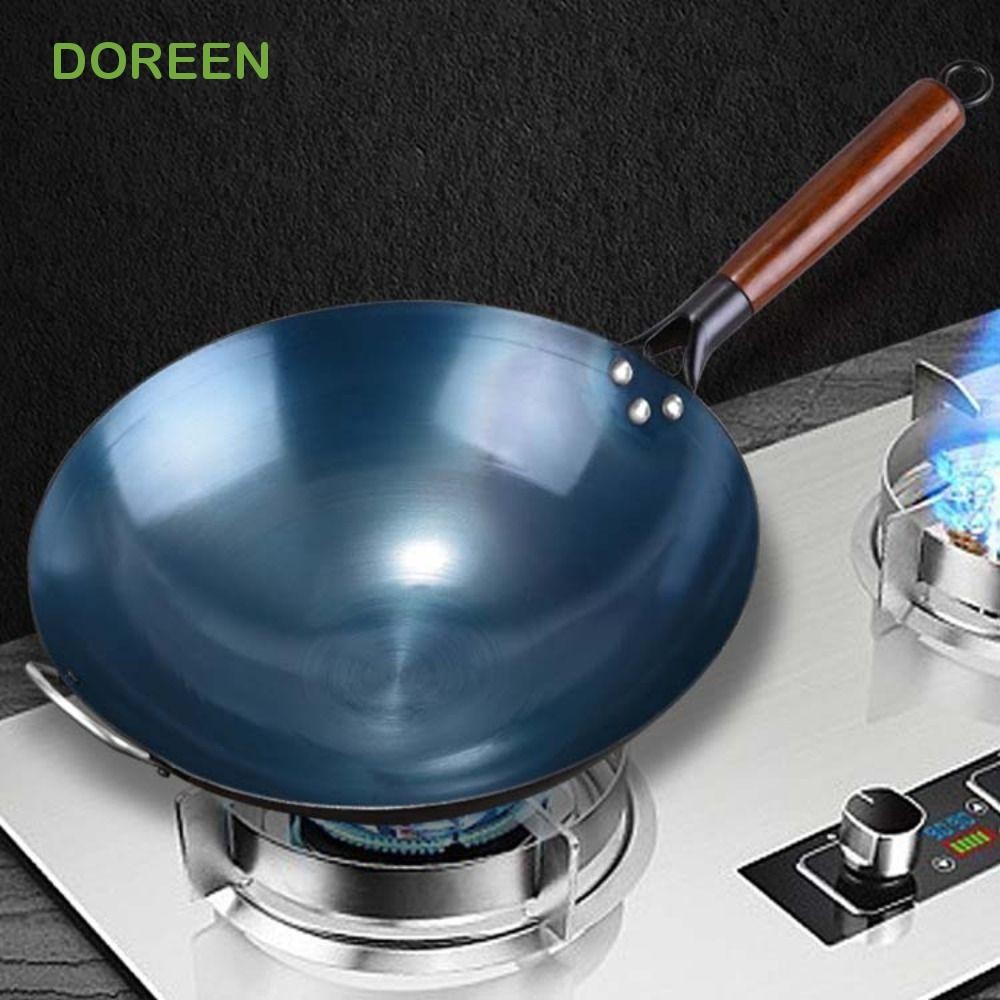 DOREEN Chinese Traditional Iron Wok, Anti-scalding Round Bottom Iron ...