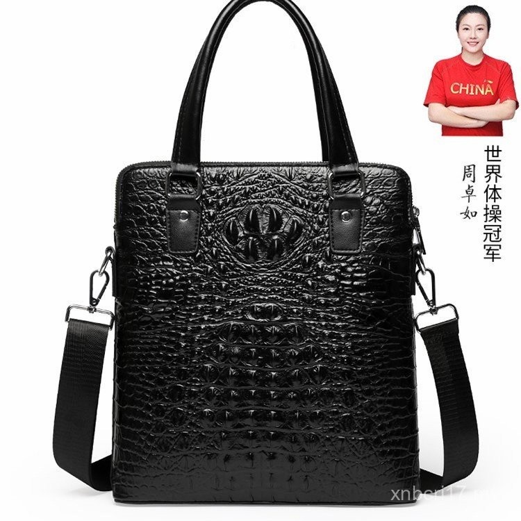 2024 Corak Buaya Tarik Dua Beg Tangan Lelaki Kulit Tulen Perniagaan ...