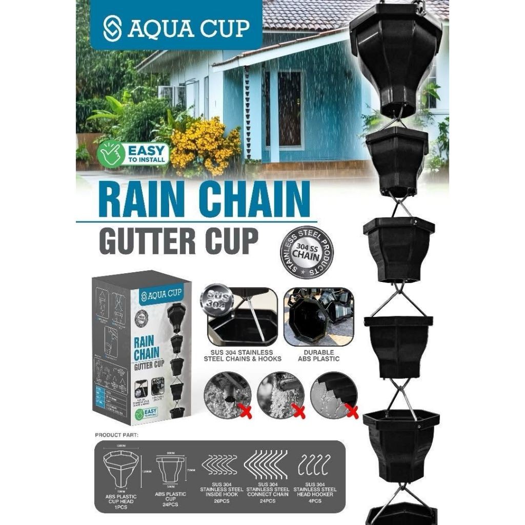 Z028-CUP RAIN CHAIN GUTTER CUP 9FT LONG 25 CUPS PER SET | Shopee Malaysia