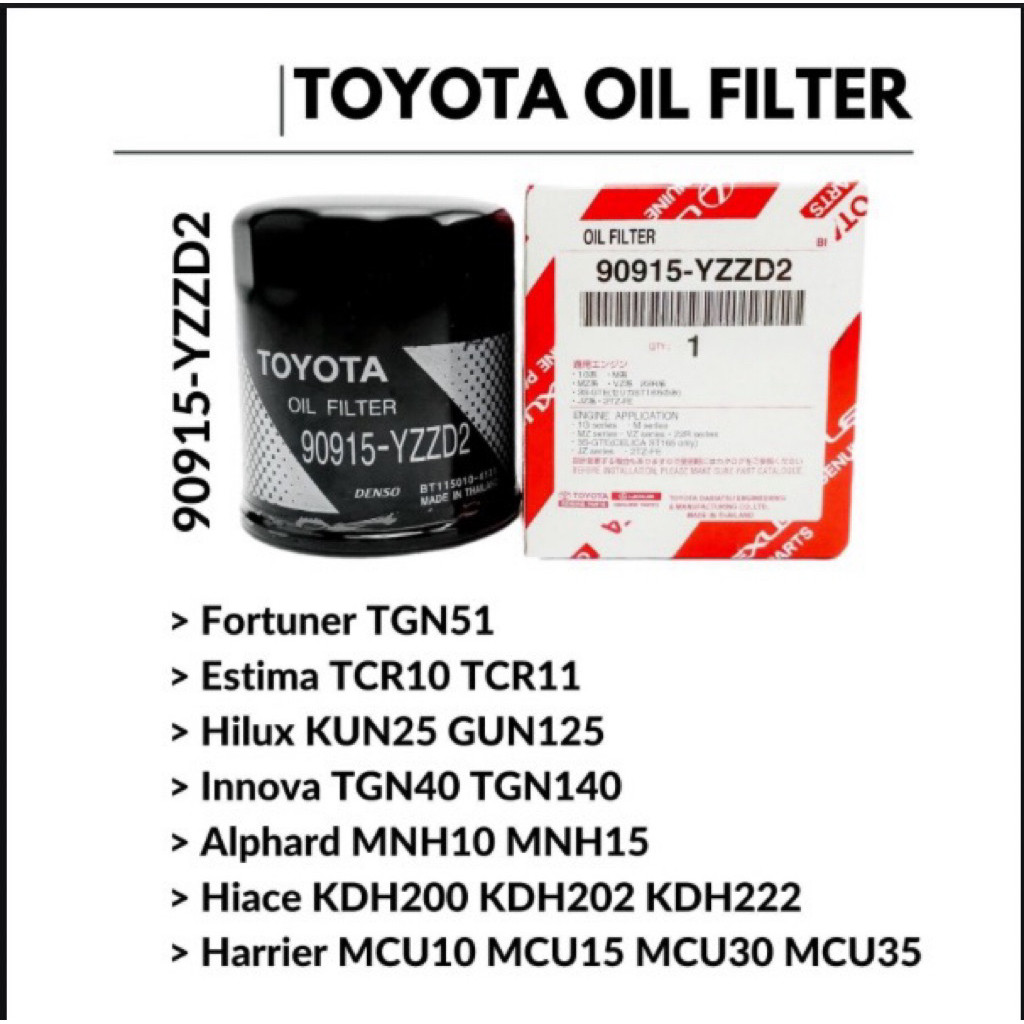 OIL FILTER TOYOTA 90915-YZZD2 Innova Fortuner Hilux Prado Unser Hiace ...