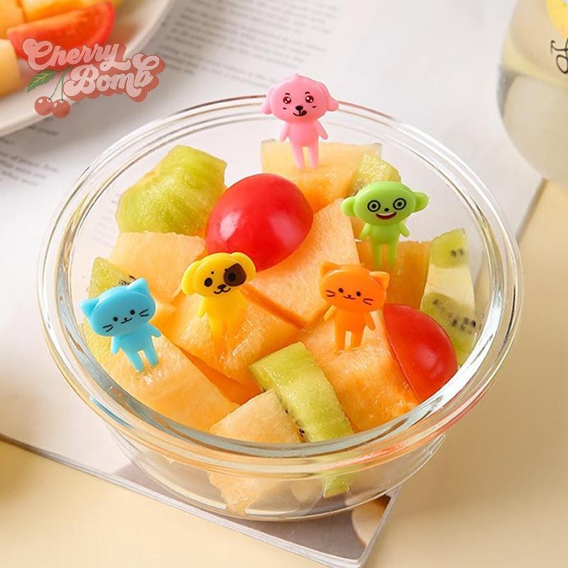 (Cherry Bomb) Animal Food Picks Mini Forks For Kids Cute Fruit Fork ...