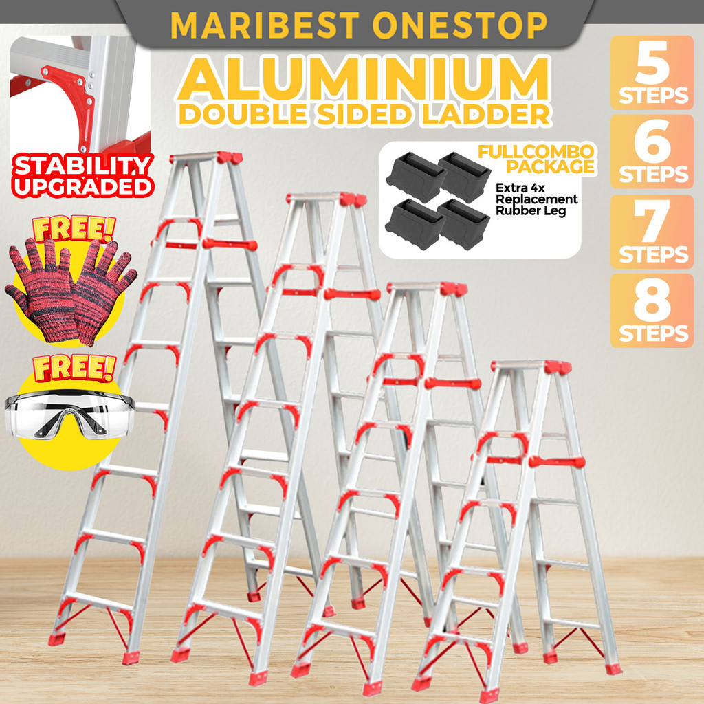 5-8 Step Heavy Duty Ladderman Aluminium Double Sided Ladder Multi ...