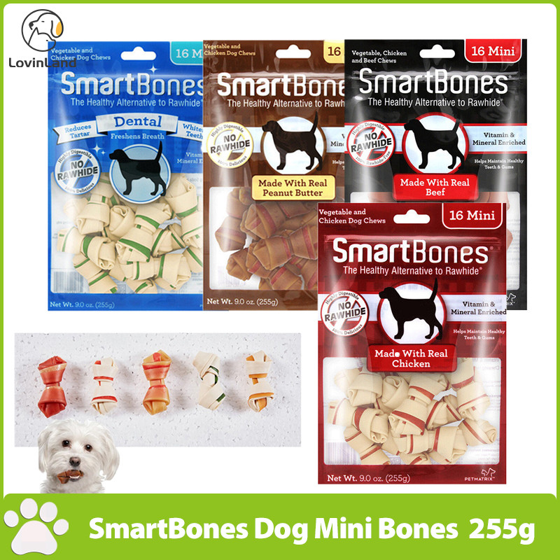 SmartBones Mini Dog Bones Treats Rawhide Free Real Chicken Chew Sticks ...