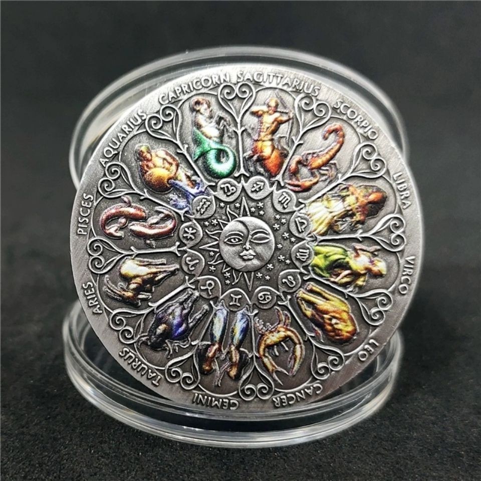 Twelve Constellation Commemorative Coins Goddess of Luck Guardian Coins ...