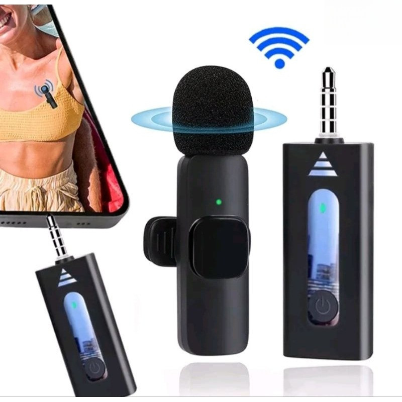 3.5mm Lavalier Lapel K35 Wireless Microphone Omnidirectional Condenser ...