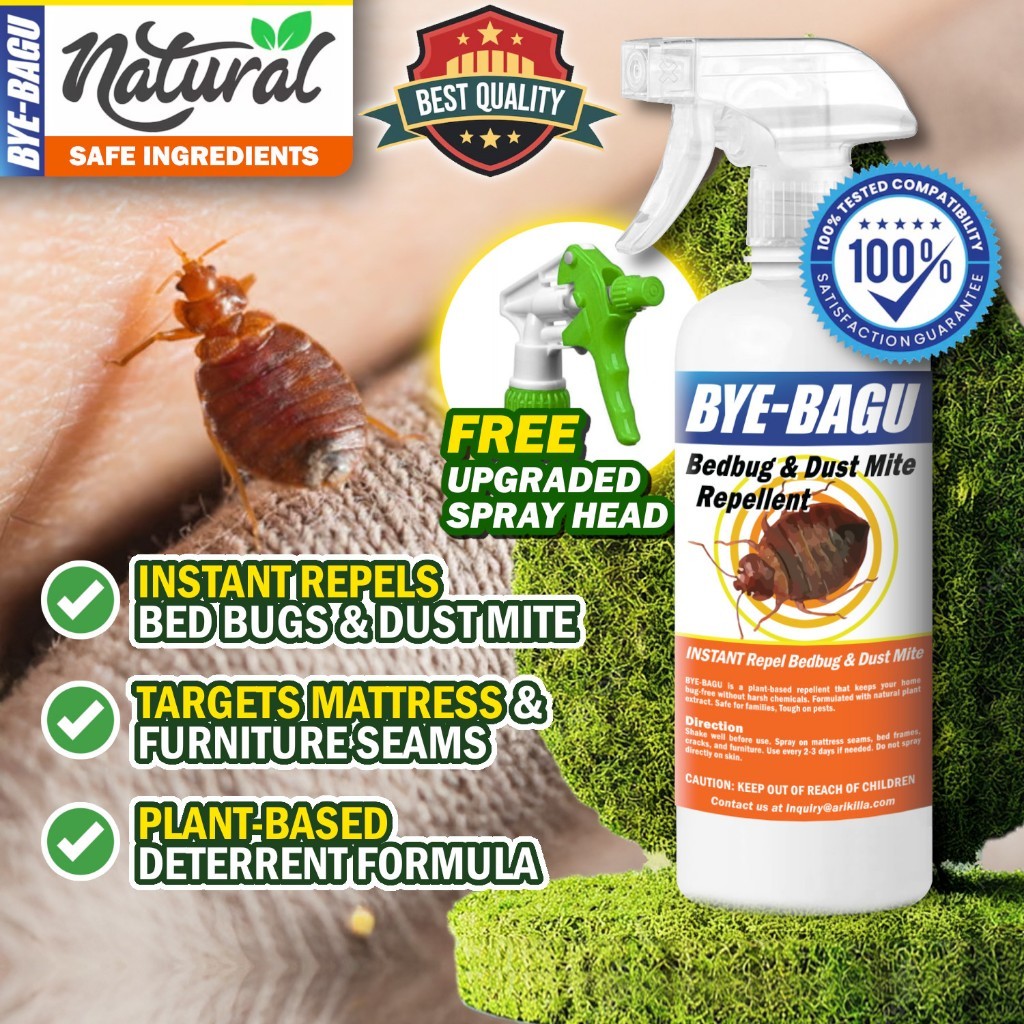 BYE BAGU Bed Bug Spray Dust Mite Spray Natural Repellent Spray Semburan ...