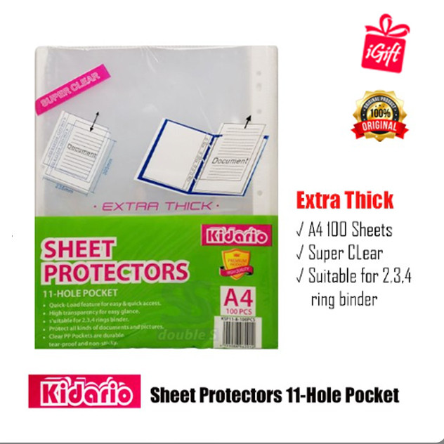 Sheet Protector 100 Sheets /KIDARIO EXTRA THICK Sheet Protector (A4 ...