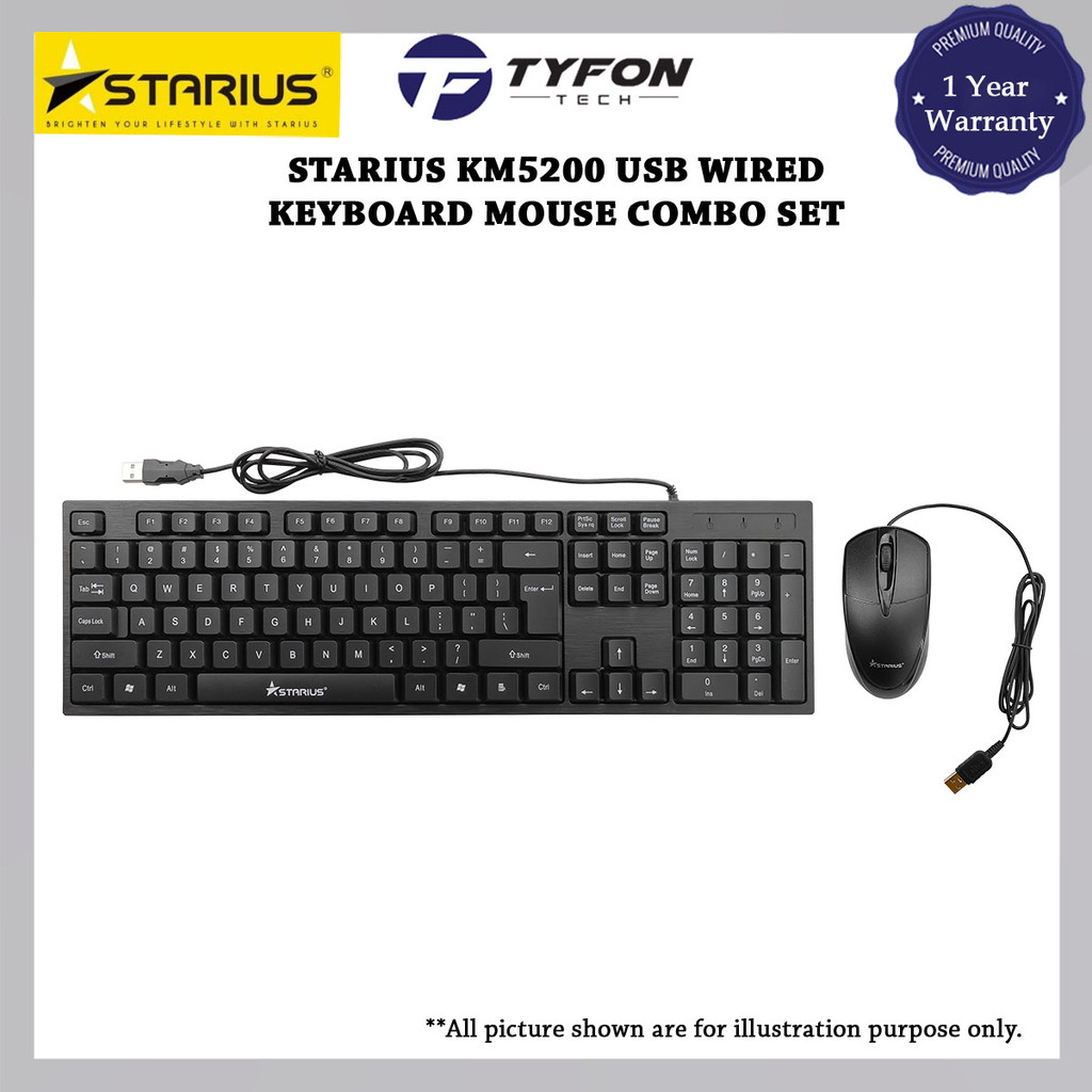 STARIUS KM5200 USB Wired Keyboard Mouse Combo Set | Shopee Malaysia