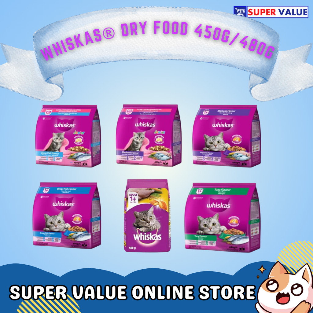 Whiskas Dry Cat Food: Nourishing Junior to Adult Varieties (450g/480g) | Shopee Malaysia