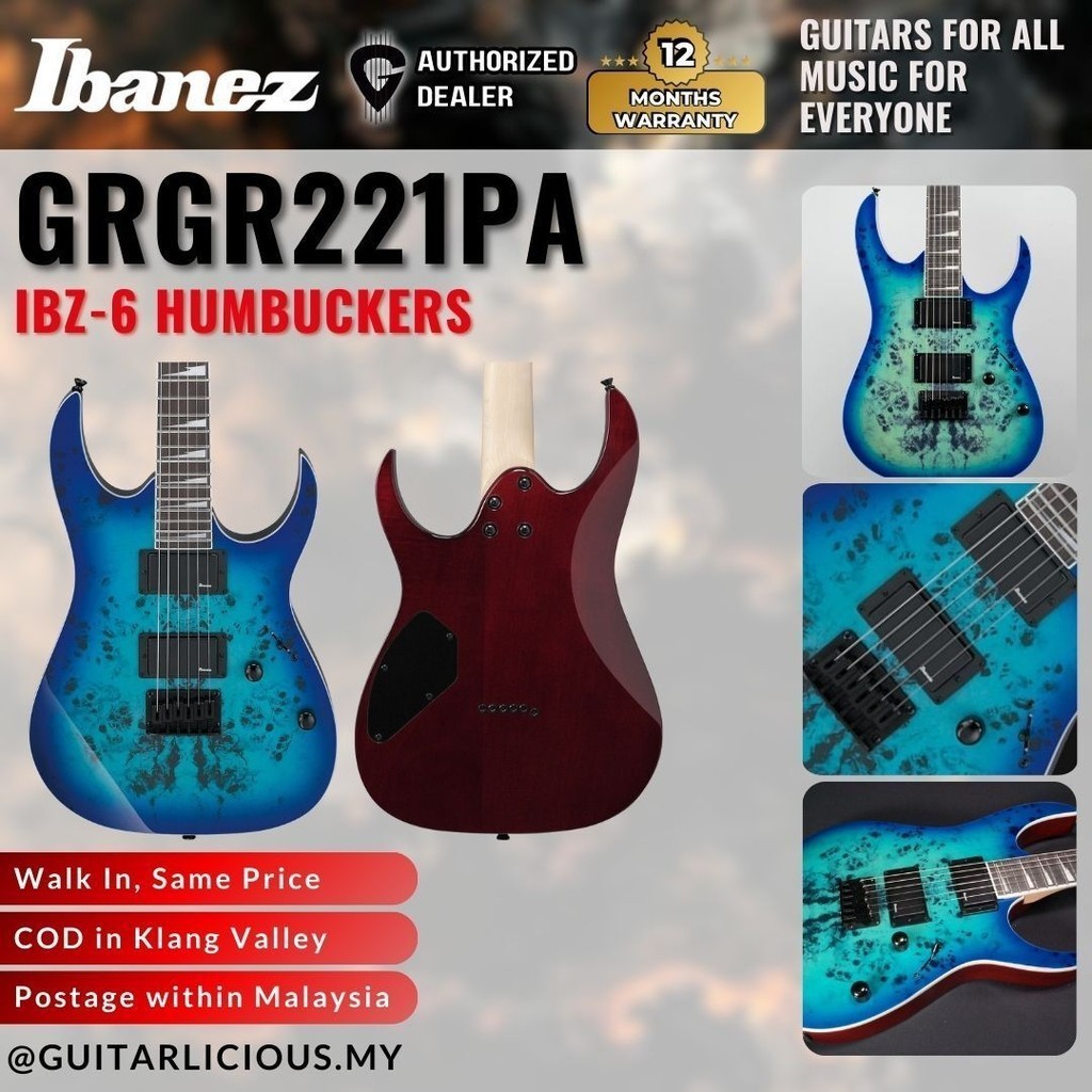 Ibanez Gio GRGR221PA HH Solid Body Electric Guitar - Aqua Burst ...