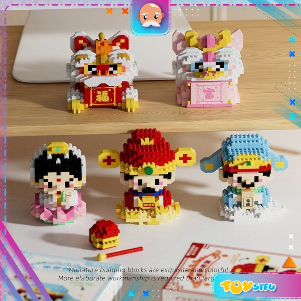 MEKANSM Mini Bricks Fortune Lion CNY Creative Bricks 3D Puzzle Toy Deco ...