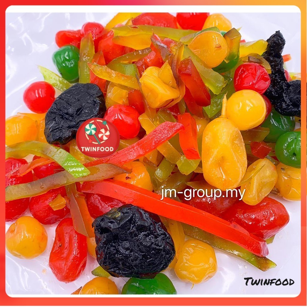 1KG Buah acar / Asam campuran / acar buah mix cherry limau honeydew ...
