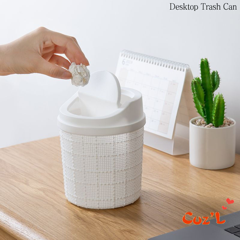 Simple Household Bedroom Desktop Mini Trash Can Creative Lidded Office ...