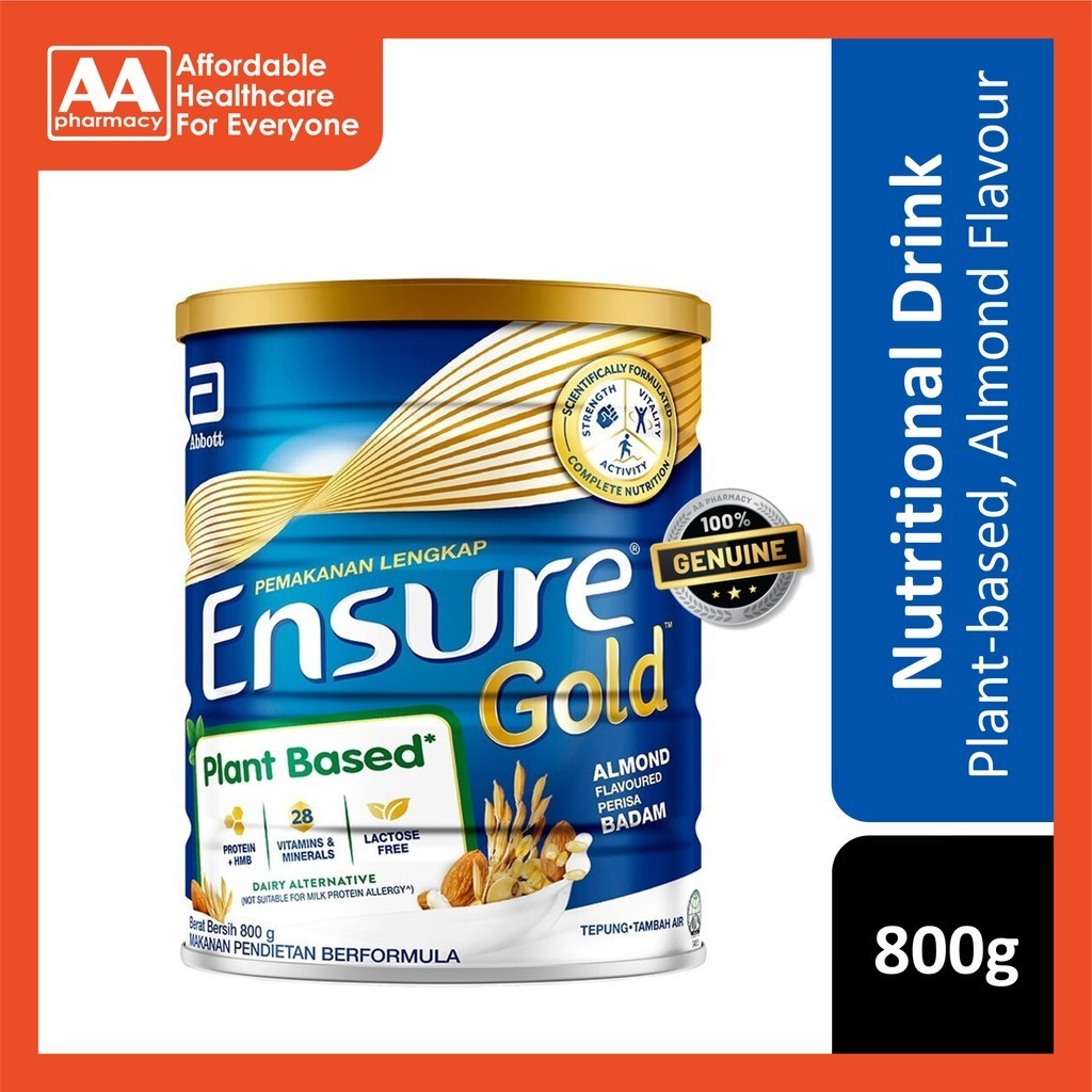 Ensure Gold Plant Based Formula Drink 800g (Almond Flavour) | Shopee ...