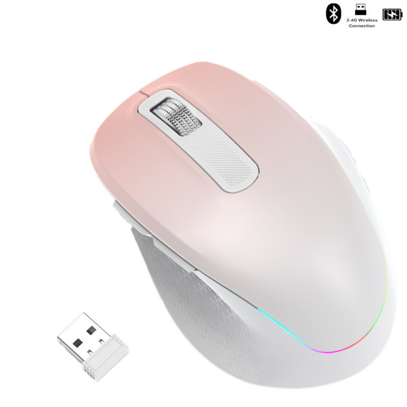 LED Backlit Bluetooth Wireless Mouse 2.4G Dual Mode Plug and Play 1600 ...