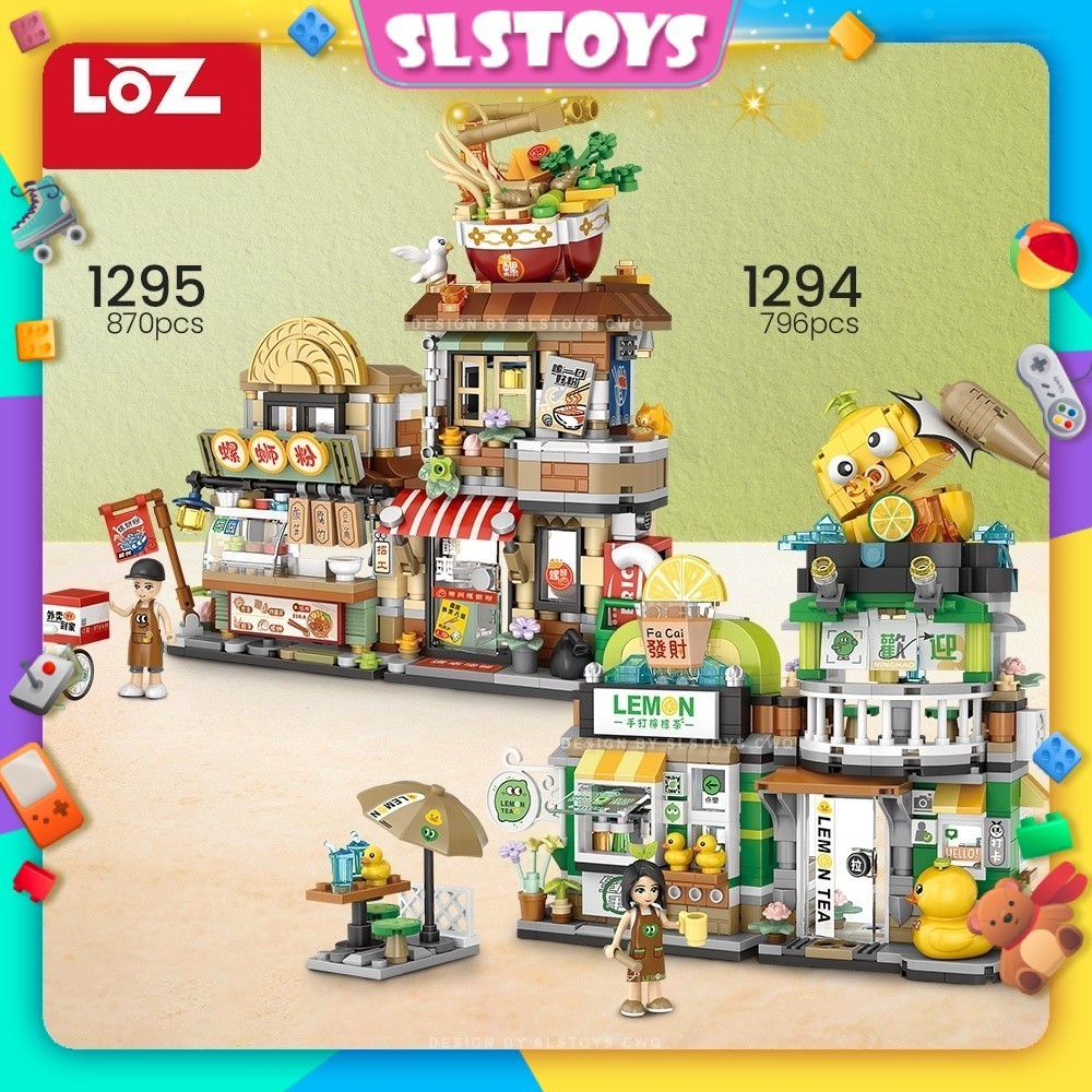 LOZ IDEAS Mini Block 1294 / 1295 Modern China Street Lemonade Noodle ...