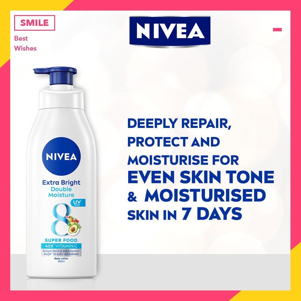 NIVEA Body Extra Bright Double Moisture Lotion 380 ml / Super Food ...