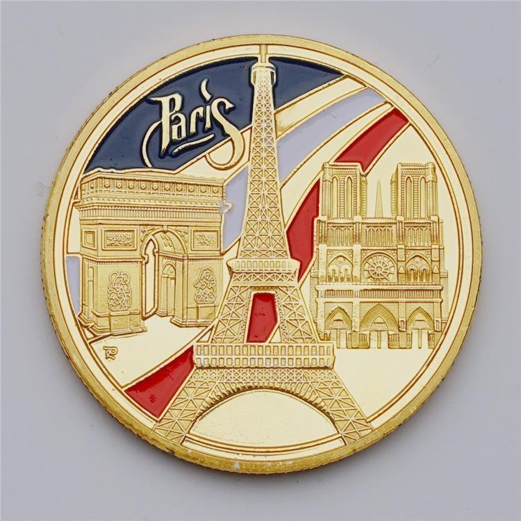 France Eiffel Tower Arc de Triomphe Building Commemorative Coin Gold ...