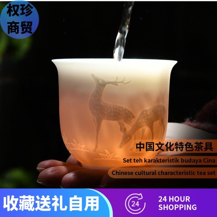 Ciri Cina Kungfu cawan teh porselin putih cawan kitab hati jed lemak ...