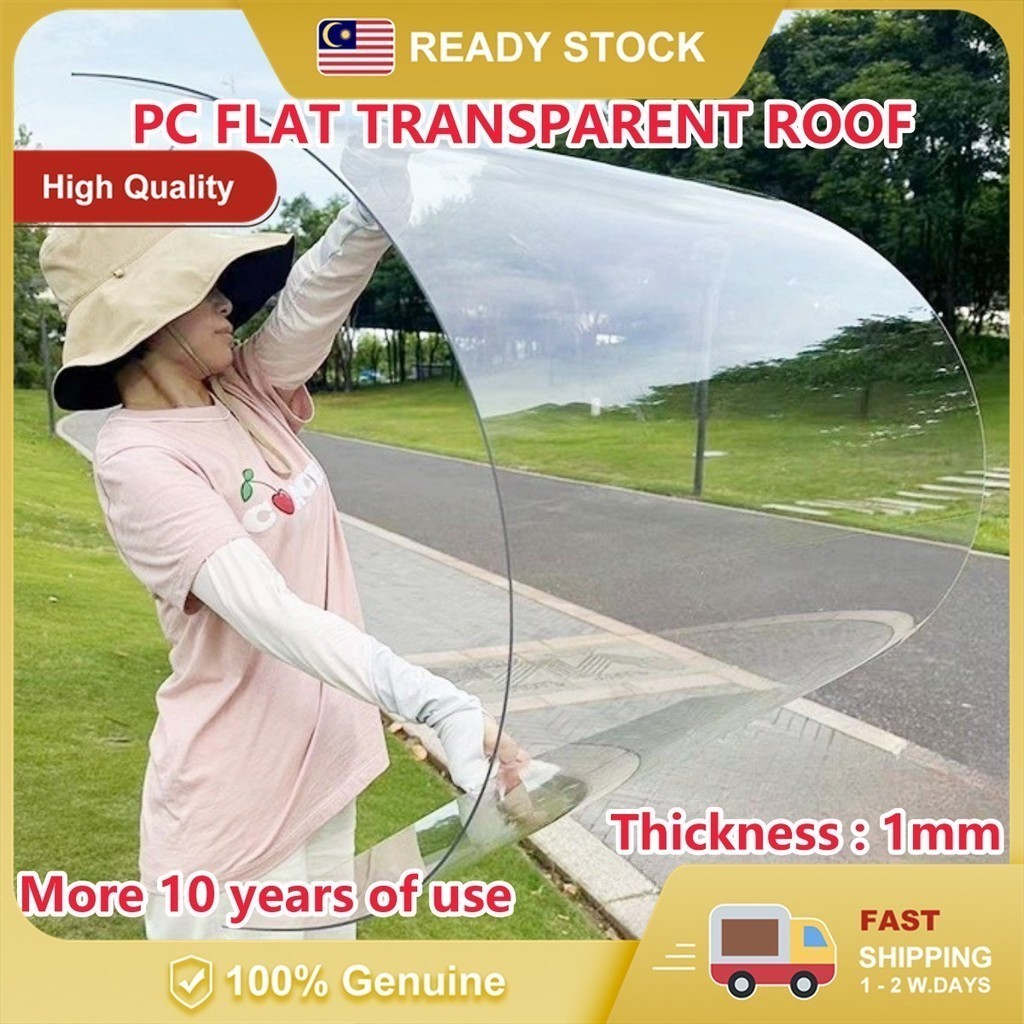 [Ready Stock] 1mm/2mm PC FLAT TRANSPARENT ROOF/ATAP CERAH LUTSINAR RATA ...