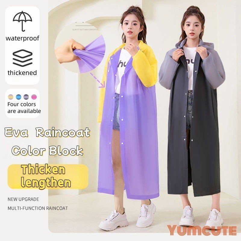 Eva Thick Raincoat Simple Color Block Unisex Tourist Scenic Adult ...