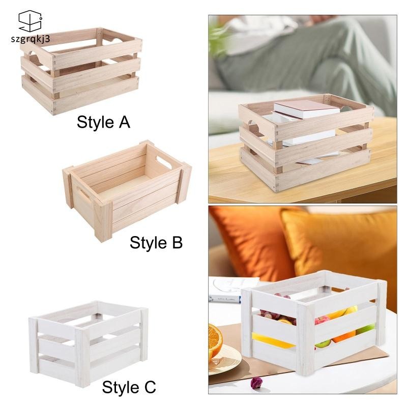 [szgrqkj3] Wooden Crate Fruit Display Box Container Bin Wooden Solid ...