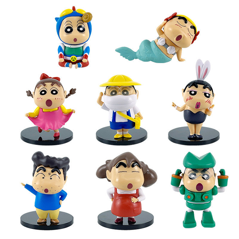 8Pcs/Set 5-9cm Anime Crayon Shin-chan Figure Nohara Shinnosuke Cosplay ...